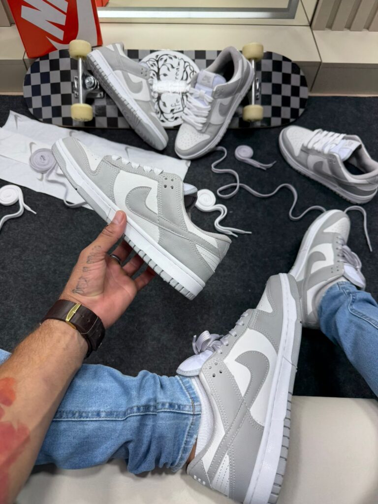 Nike SB Dunk Low Branco Cinza Masculino