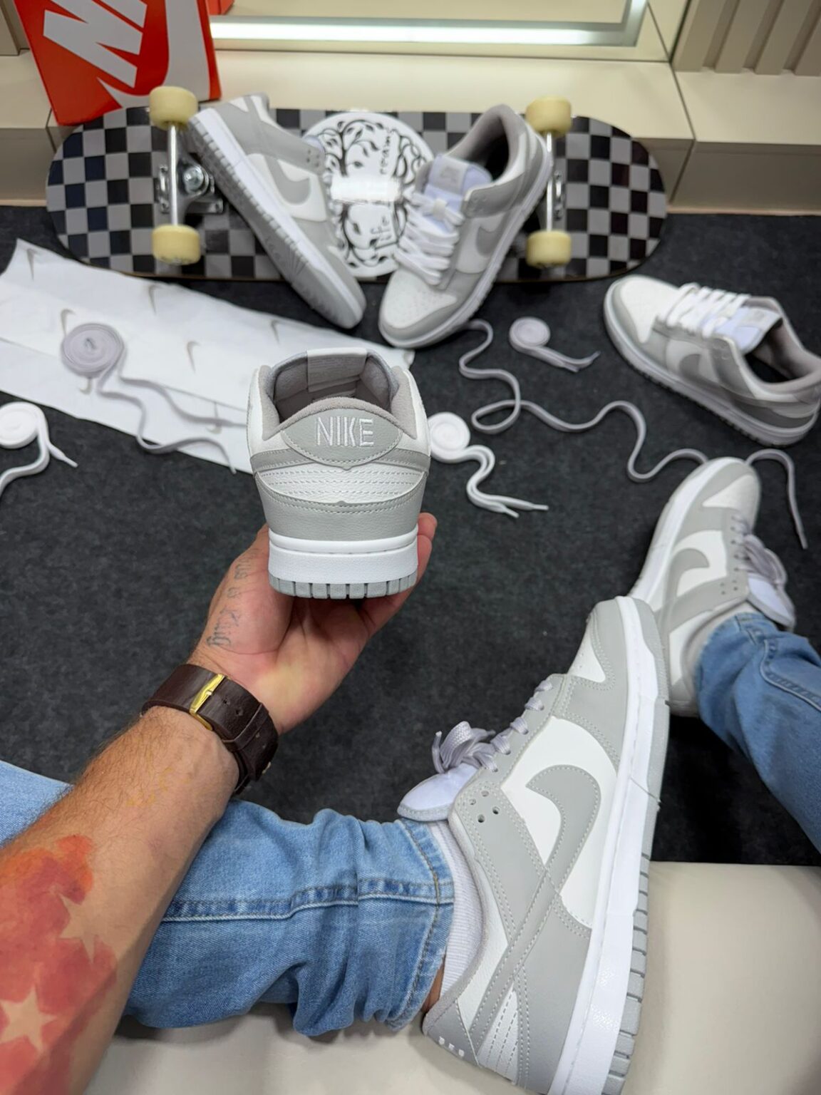 Nike SB Dunk Low Branco Cinza Masculino