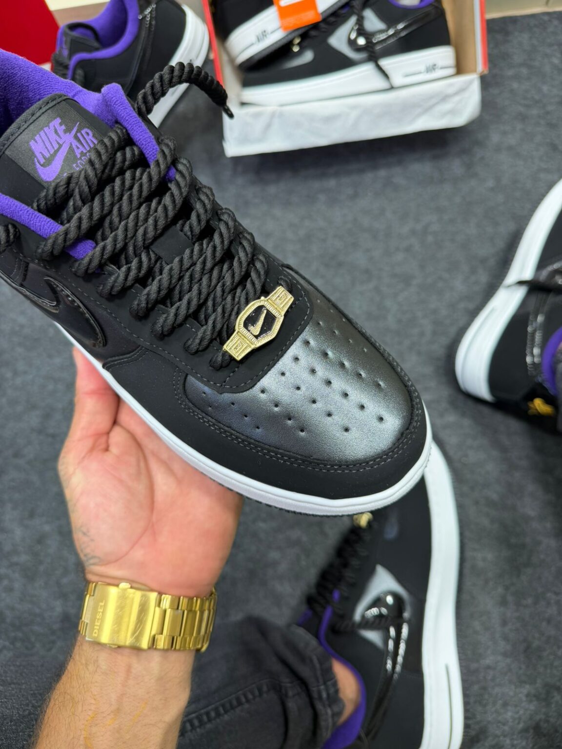 Air Force 1 Champs Preto E Roxo