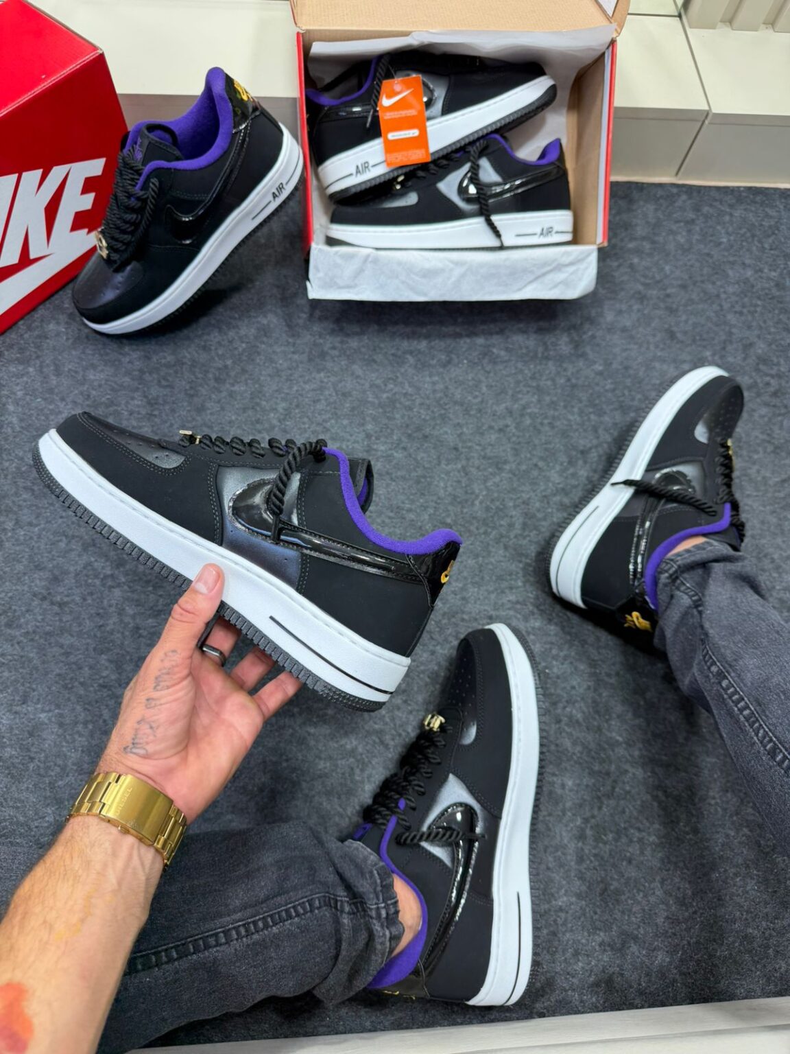 Air Force 1 Champs Preto E Roxo