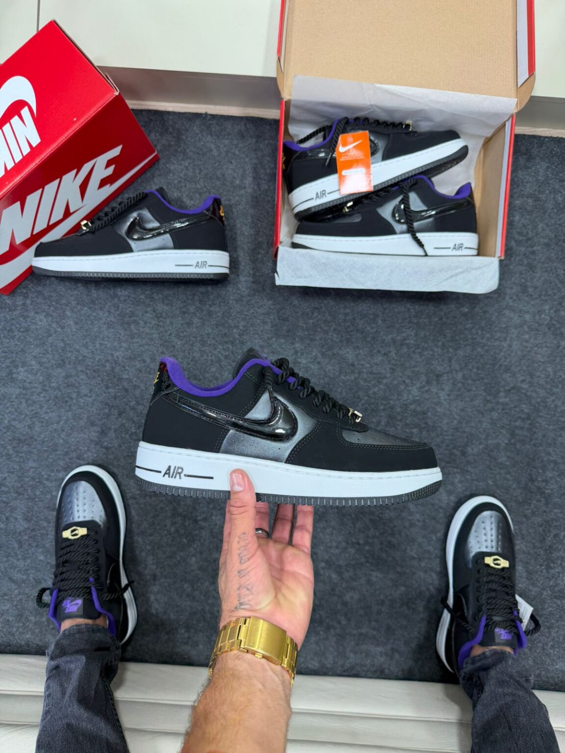 Air Force 1 Champs Preto E Roxo